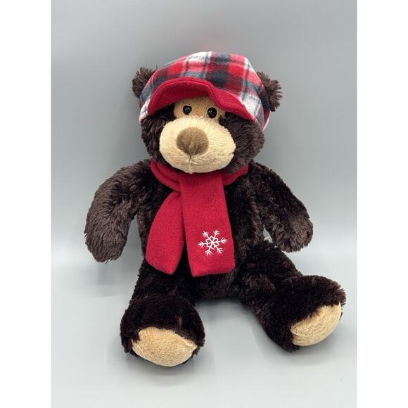Hugfun | Toys | Hug Fun International Brown Bear Plush Red Scarf Plaid ...